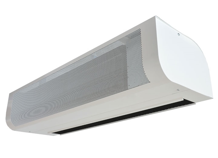 Exposed air curtain heaters and over door heaters
